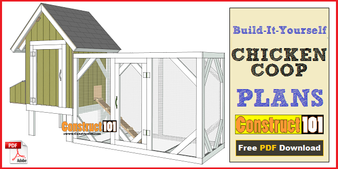 4x4 Chicken Coop Plans with Chicken Run - Instant Download - Construct101