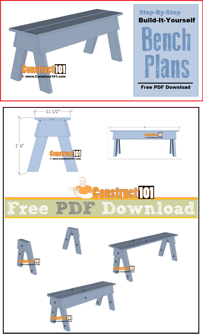 Simple DIY Bench - PDF Download - Construct101