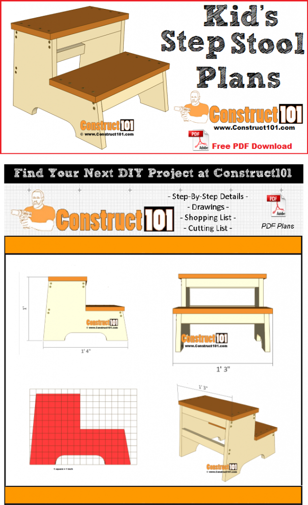 Kids Step Stool Plans - PDF Download - Construct101