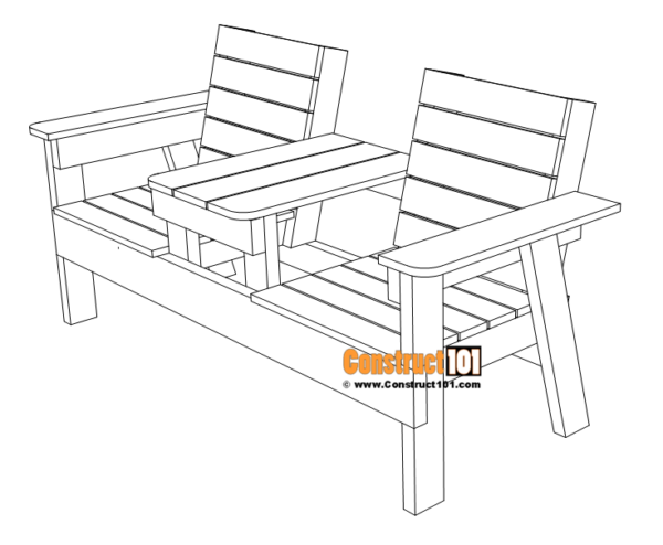 DIY Double Chair Bench With Table - Construct101