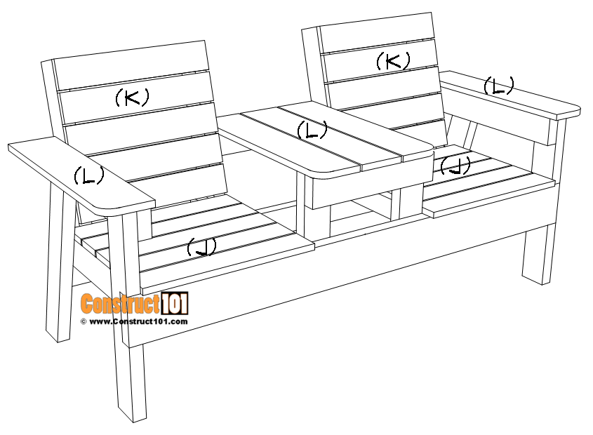 DIY Double Chair Bench With Table - Construct101
